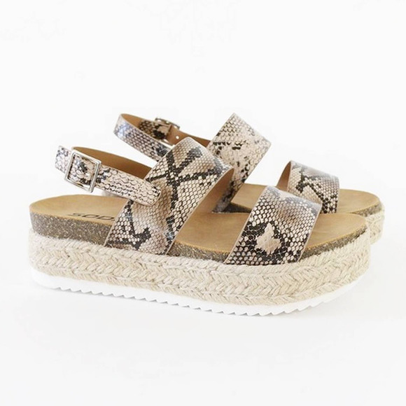 Soda | Shoes | Soda Kazoo Sandals Espadrille Natural Python Sling Back ...